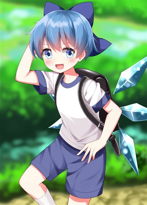 Safebooru 1girl Backpack Bag Black Bag Blue Bow Blue Eyes Blue Hair