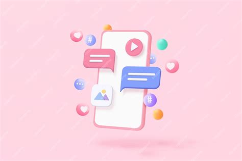 Premium Vector 3d Vector Minimal Social Media With Video And Photo Gallery On Mobile