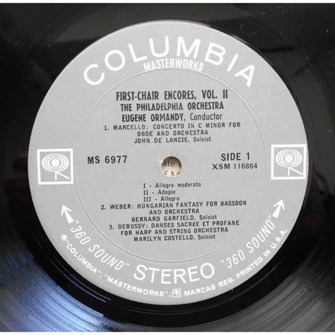 Debussy Bloch Creston First Chair Encores Vol2 Eugene Ormandy