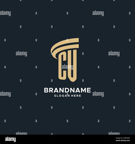 Cv Monogram With Pillar Icon Design Luxury And Modern Legal Logo