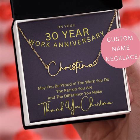 30 Year Work Anniversary Necklace For Women 30 Years Of Service Ts