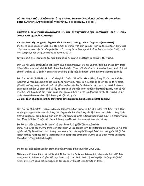 New Microsoft Word Document ĐỀỀ TÀI NH N TH C VỀỀ NỀỀN KINH TỀẾ TH TR NG Đ NH H NG XÃ H I CH