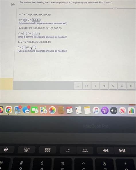 Solved K For Each Of The Following The Cartesian Product