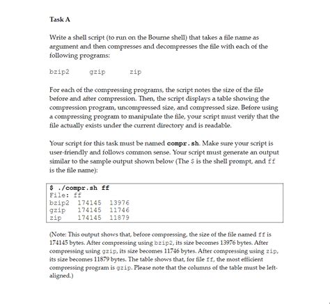 Solved Task A Write A Shell Script To Run On The Bourne