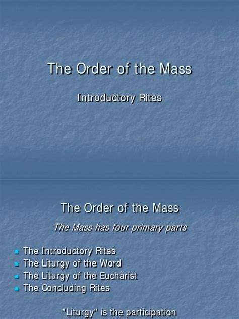 The Order Of The Mass Introductory Rites Pdf Mass Liturgy