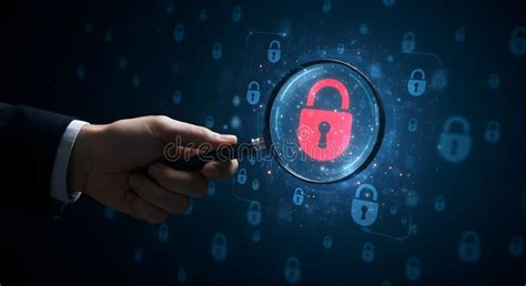 Cyber Security Threat Detection Vulnerability Assessment With Magnifying Glass Scan Lock Stock