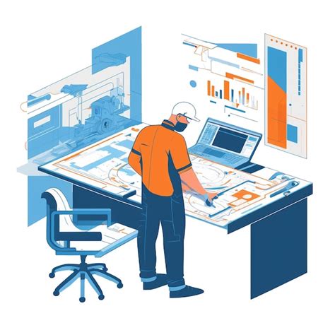 Premium Ai Image Architect Creating Blueprints In Colorful Ui Ux Style With Generative Ai