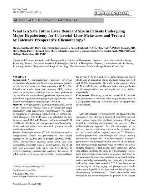Pdf What Is A Safe Future Liver Remnant Size In Patients Undergoing Major Hepatectomy For