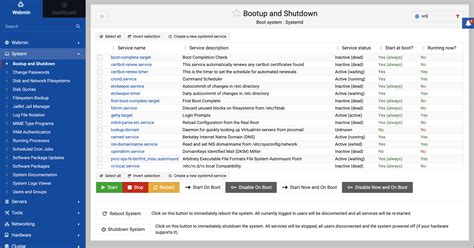 Bootup And Shutdown Webmin