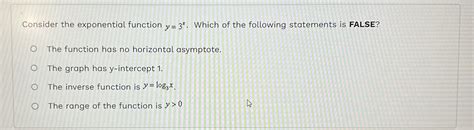 solved consider the exponential function y 3x ﻿which of the