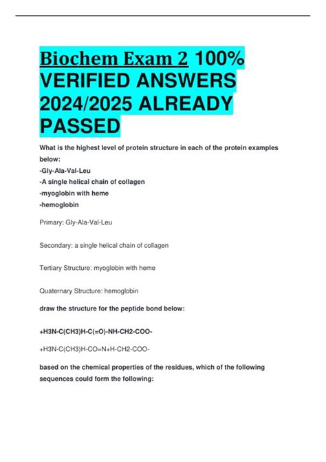 Biochem Exam 2 100 Verified Answers 2024 2025 Already Passed Biochem Stuvia Us
