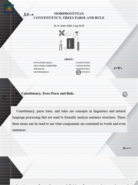 Group 1 Ppt Morphosyntax Constituency Trees Parse And Rule Pdf Phrase Parsing