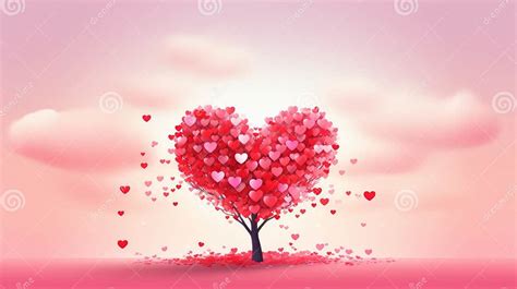 Valentine S Day Concept Art Heart And Love Tree Ai Stock Illustration Illustration Of Tree