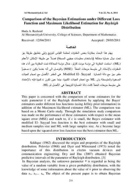 Pdf Comparison Of The Bayesian Estimations Under Different Loss Function And Maximum