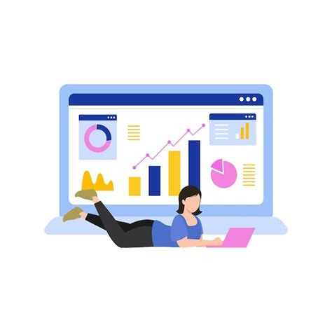Premium Vector The Girl Is Working On Analytical Graphs