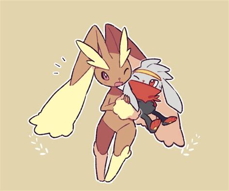 Safebooru D Blush Brown Background Carrying Commentary Lopunny Notice Lines One Eye Closed