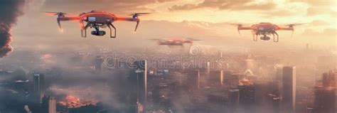 Ai Controlled Drones Delivering Goods And Monitoring Tasks Over A City