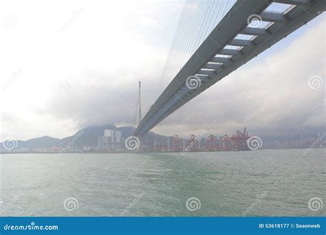 Stonecutters Bridge In Hong Kong Stock Image Image Of Horizon Coast