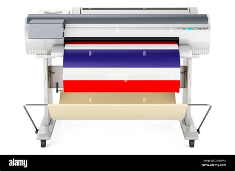 Wide Format Printer Plotter With Thai Flag 3d Rendering Isolated On White Background Stock