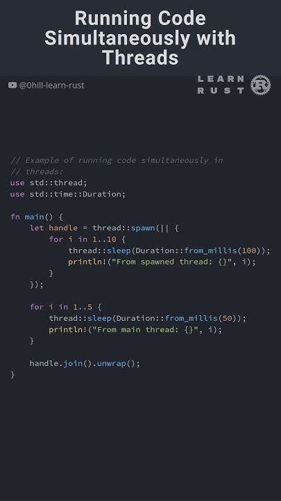 Running Code Simultaneously With Threads Coding Rust Programming Rustprogramming Youtube