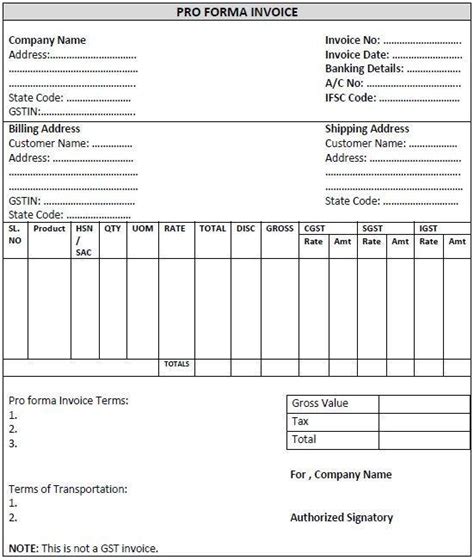 Proforma Invoice Under GST Meaning Template When It Is Used