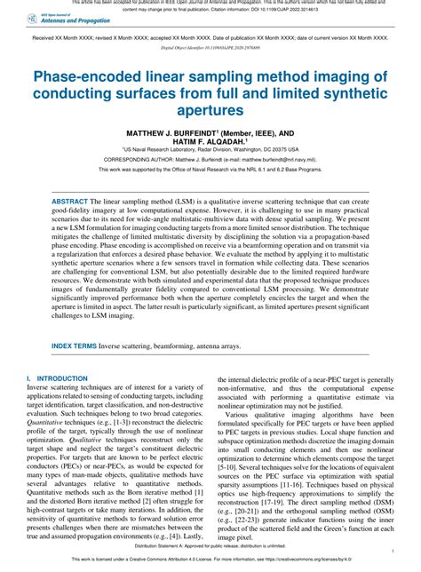 Pdf Phase Encoded Linear Sampling Method Imaging Of Conducting Surfaces From Full And Limited