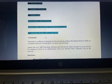 Solved Lab Aim Detect ARP Spoofing Using Open Source Tool Chegg Com
