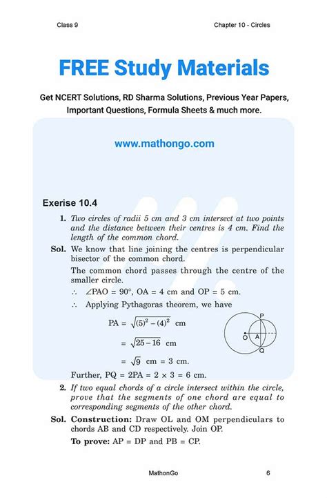 Ncert Solutions For Class 9 Maths Chapter 10 Circles Mathongo