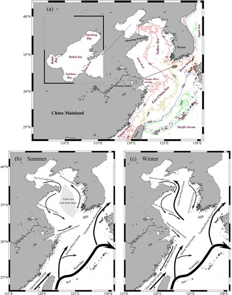 A Map And Bathymetry Of The Eastern China Seas The Boundaries Of The