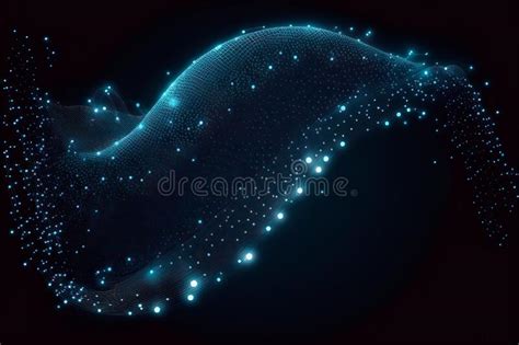 Ai Generated Illustration Of Motion Waving Dots Texture With Glowing