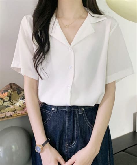 카라블라우스 여름반팔셔츠 여름반팔남방 반팔블라우스 여성흰블라우스반팔