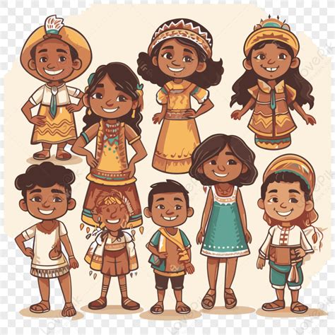 Pambansang Clipart Ng Mga Katutubong Bata Sa Tradisyonal Na Kasuotan