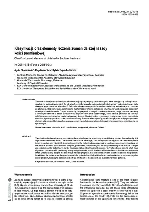 Pdf Classification And Elements Of Distal Radius Fractures Treatment
