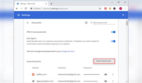 Chrome password manager passwords