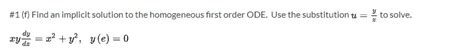 Solved 1 F Find An Implicit Solution To The Homogeneous