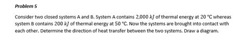 Solved Problem Consider Two Closed Systems A And B System Chegg