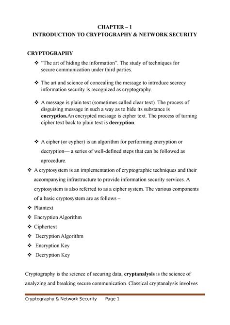 Introduction To Cryptography Network Security Chapter Chapter Introduction To Studocu