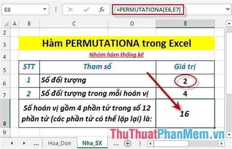 Permutationa Function Returns The Number Of Permutations With