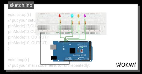 Four Leds Wokwi Esp32 Stm32 Arduino Simulator
