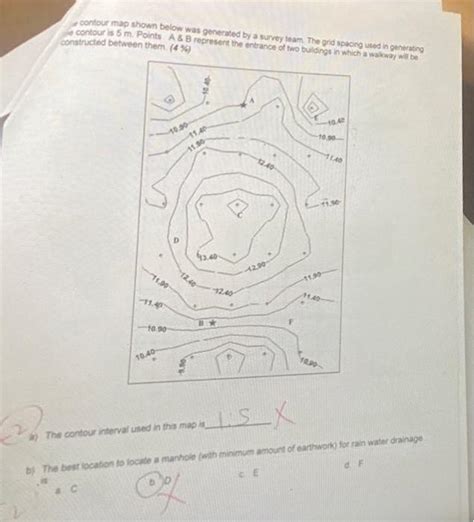 Solved Contour Map Shown Below Was Generated By A Survey Chegg