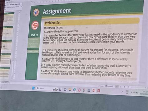 solved assignment problem set hypothesis testing a answer the