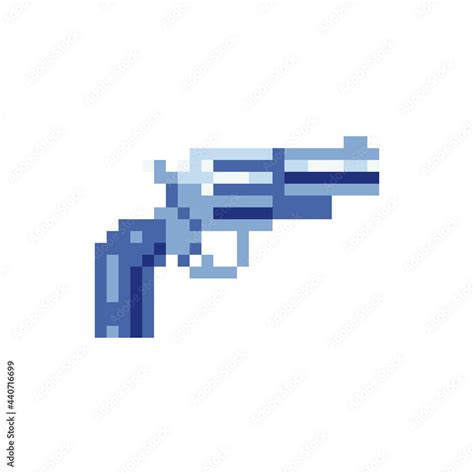 Revolver Gun Pixeil Art Pistol Icon Shooter Firearm Sticker Design