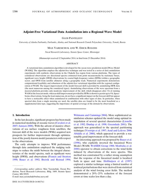 Pdf Adjoint Free Variational Data Assimilation Into A Regional Wave Model