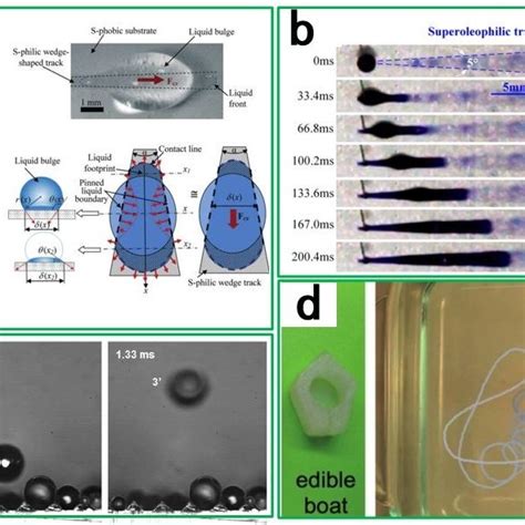 A Water Droplets Were Transported Along A Hydrophilic Wedge Pattern Download Scientific