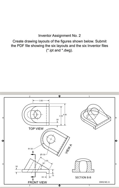 Inventor Assignment No 2 Create Drawing Layouts Of The Figures Shown