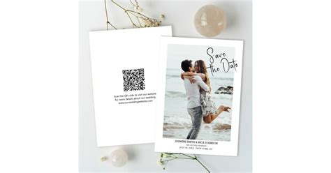 modern save the date qr code photo wedding invitation zazzle
