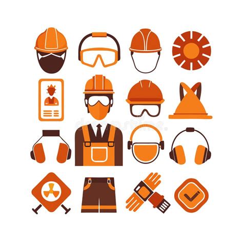 Serious Construction Worker In Safety Gear Focused Stock Illustration