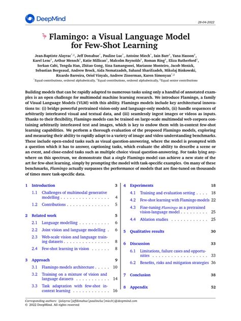 Flamingo A Visual Language Model For Few Shot Learning Pdf