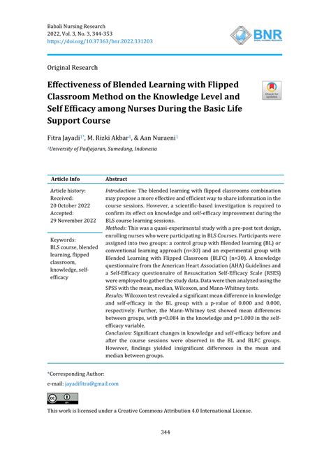 Pdf Effectiveness Of Blended Learning With Flipped Classroom Method On The Knowledge Level And