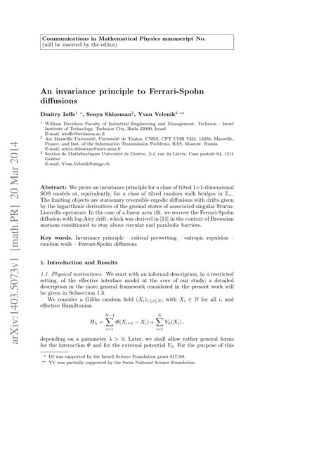 Pdf An Invariance Principle To Ferrarispohn Diffusions